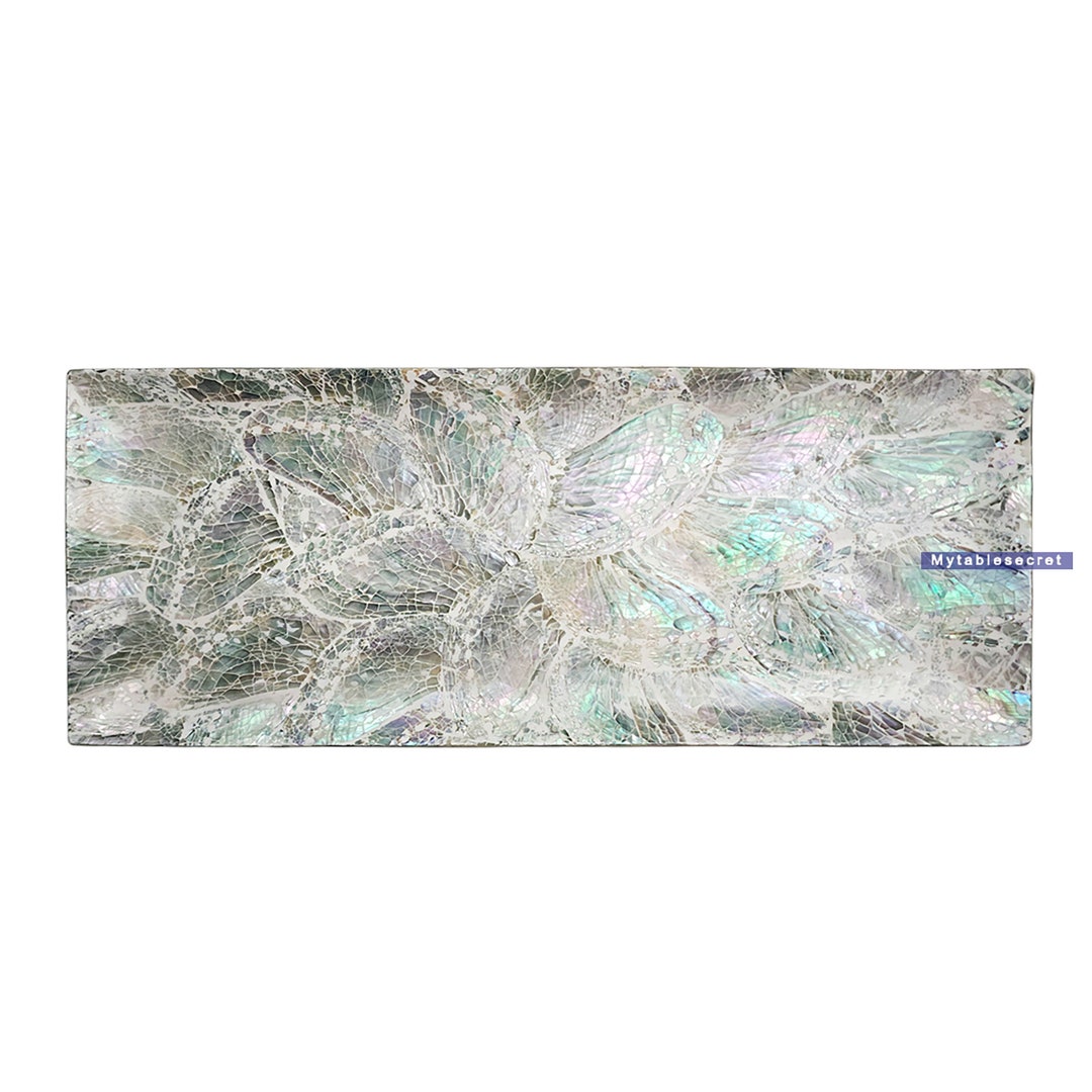 Mytablesecret White Abalone Shell Inlayed 37cm Rectangular Plate, Oval ...