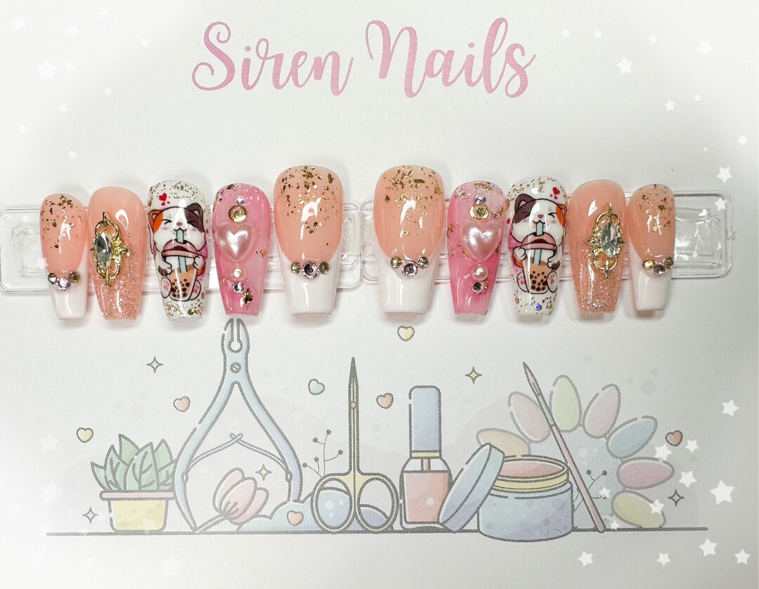 Boba Cat Nails - Etsy