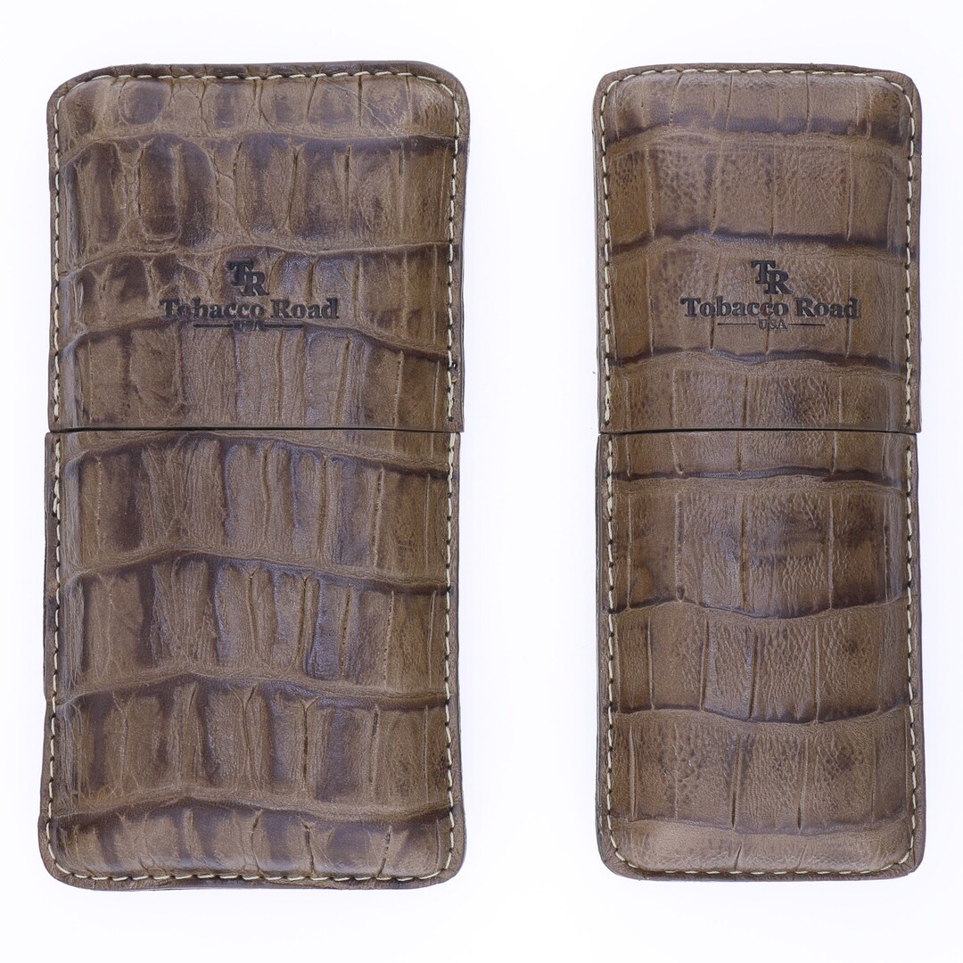 Deep Olive Luxury Cigar Case Two Sizes Croco Embossed - Etsy