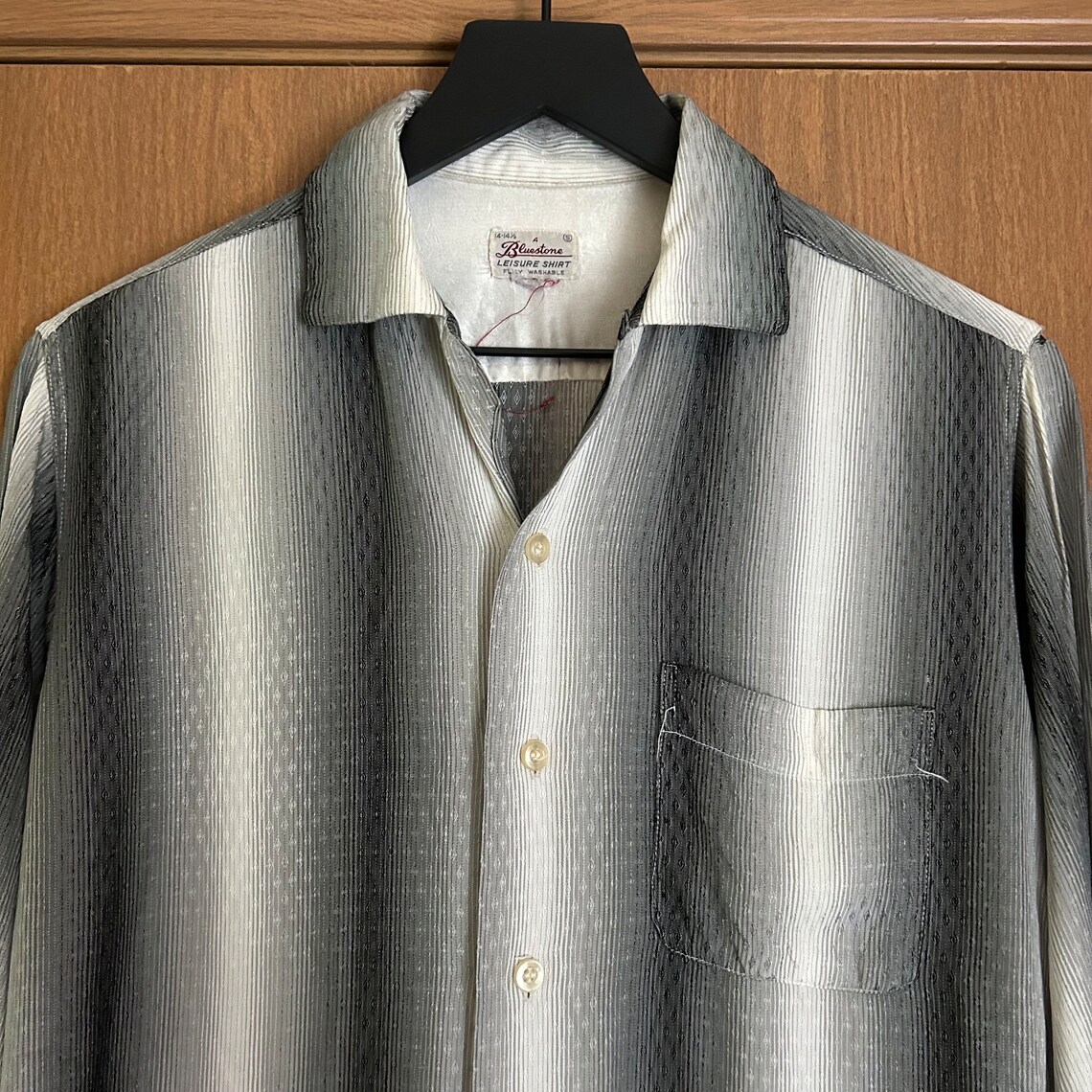 1950s Rayon Shadow Stripe Loop Collar Shirt - Etsy