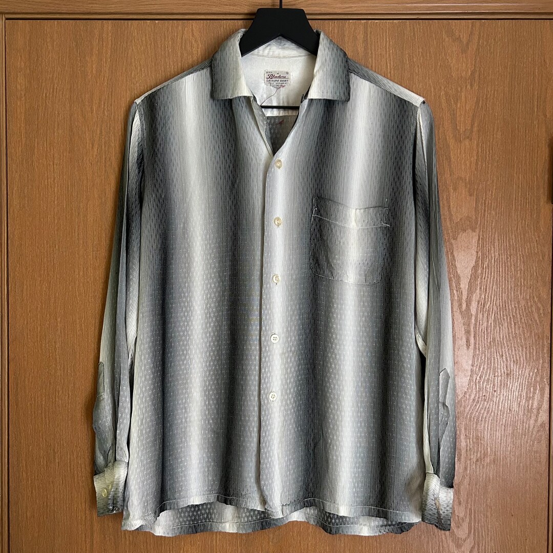 1950s Rayon Shadow Stripe Loop Collar Shirt - Etsy