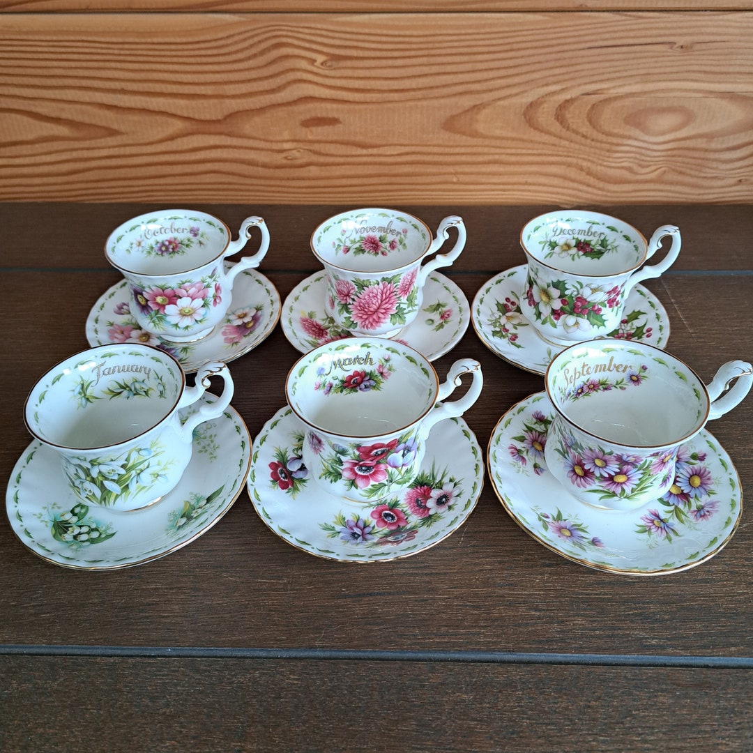 Royal Albert Flower of the Month Series Demitasse Kop En Schotel - Etsy