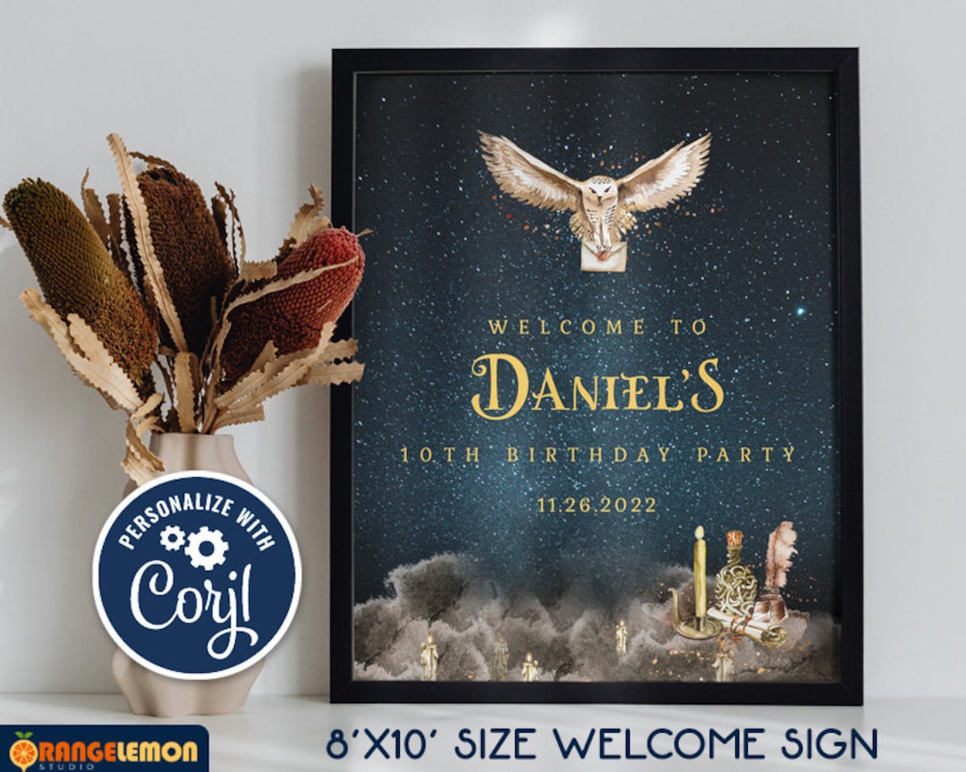 Editable Wizards Birthday Welcome Sign, Wizarding Theme Sign, 8x10 ...
