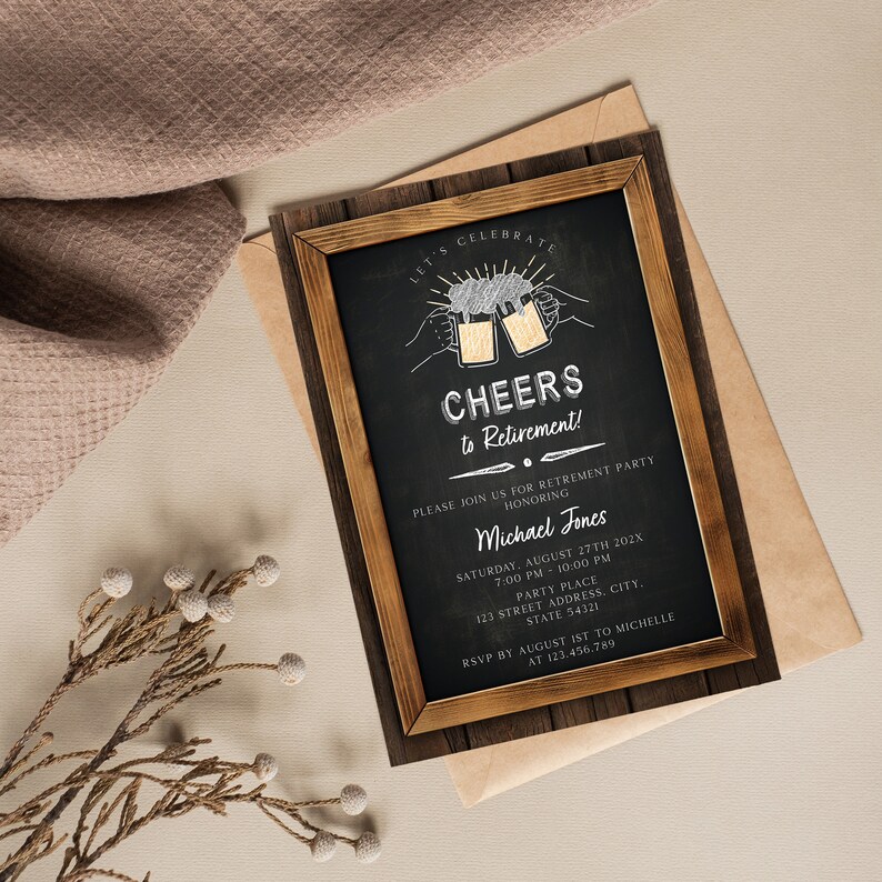 Editable Cheers to Retirement Invitation, Printable Cheers Beers Party ...