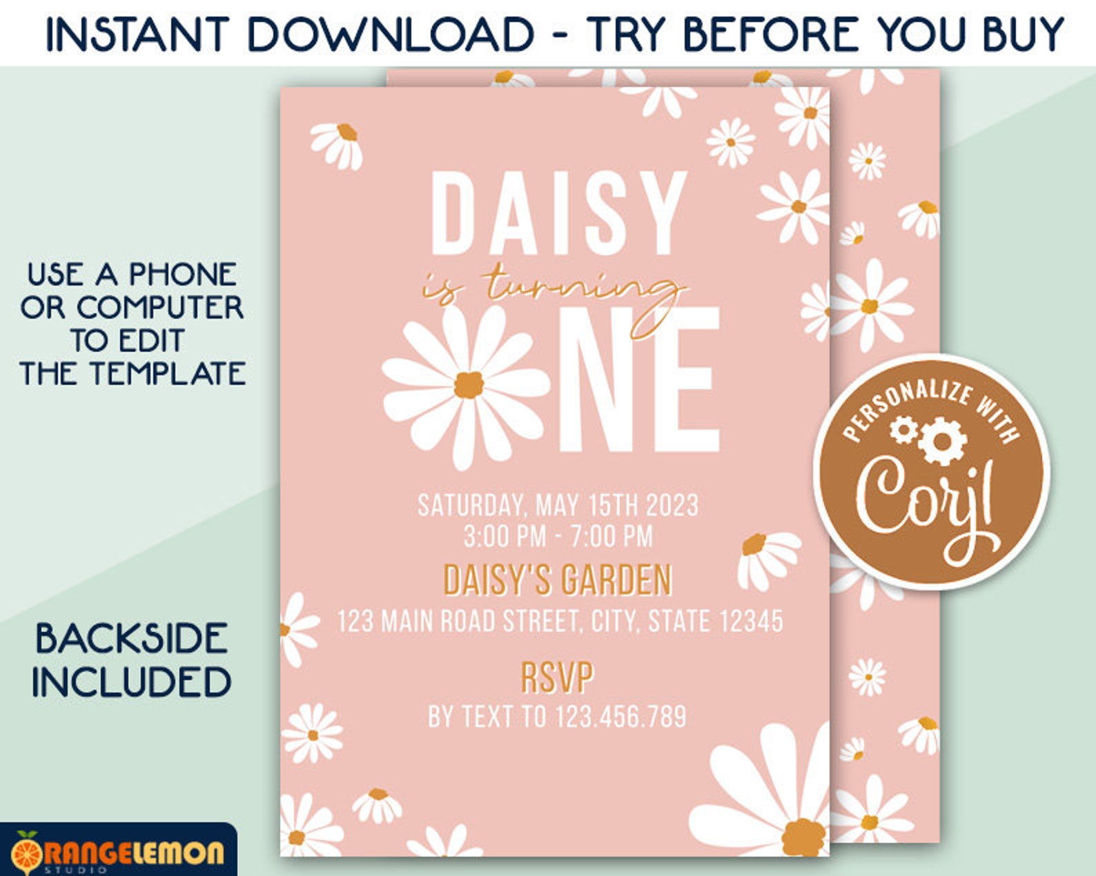 Retro Daisy First Birthday Party Invitations, Groovy Theme, Printable ...