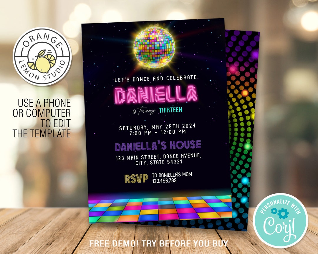 Disco Dance Birthday Party Invitation - Disco Dance Party Invitations ...