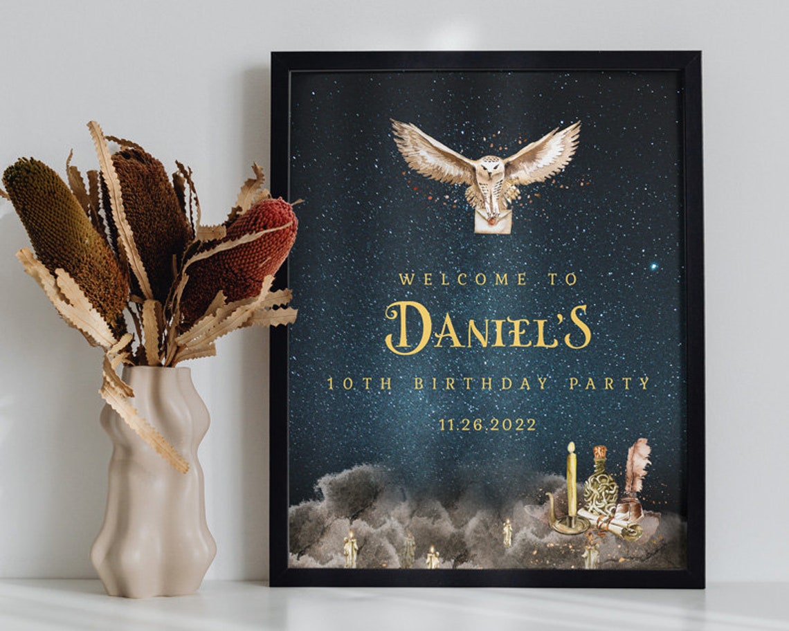 Editable Wizards Birthday Welcome Sign, Wizarding Theme Sign, 8x10 ...