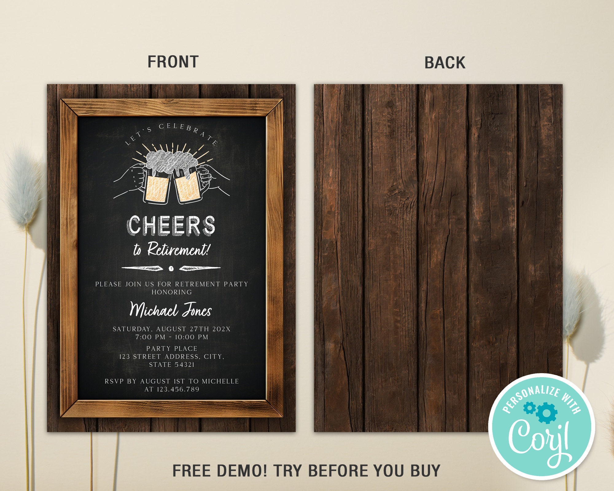 Editable Cheers to Retirement Invitation, Printable Cheers Beers Party ...