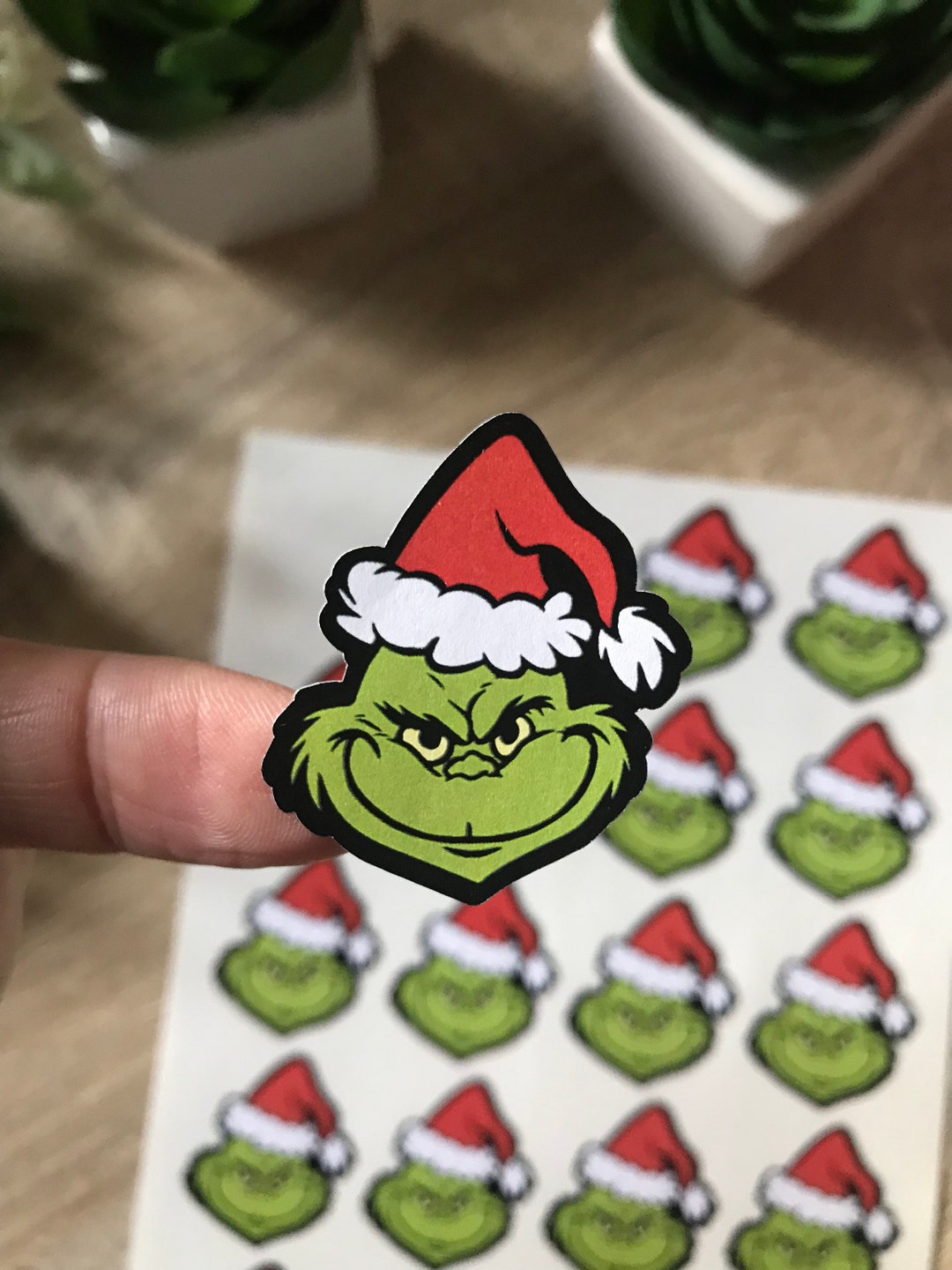 Grinch Face Labels Grinch Face Stickers - Etsy