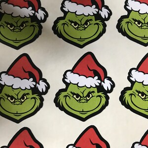 Grinch Face Labels Grinch Face Stickers - Etsy