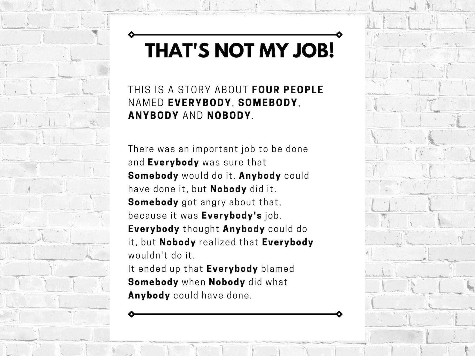 That's not my Job Office Decor Inspirational Wall Story | Etsy