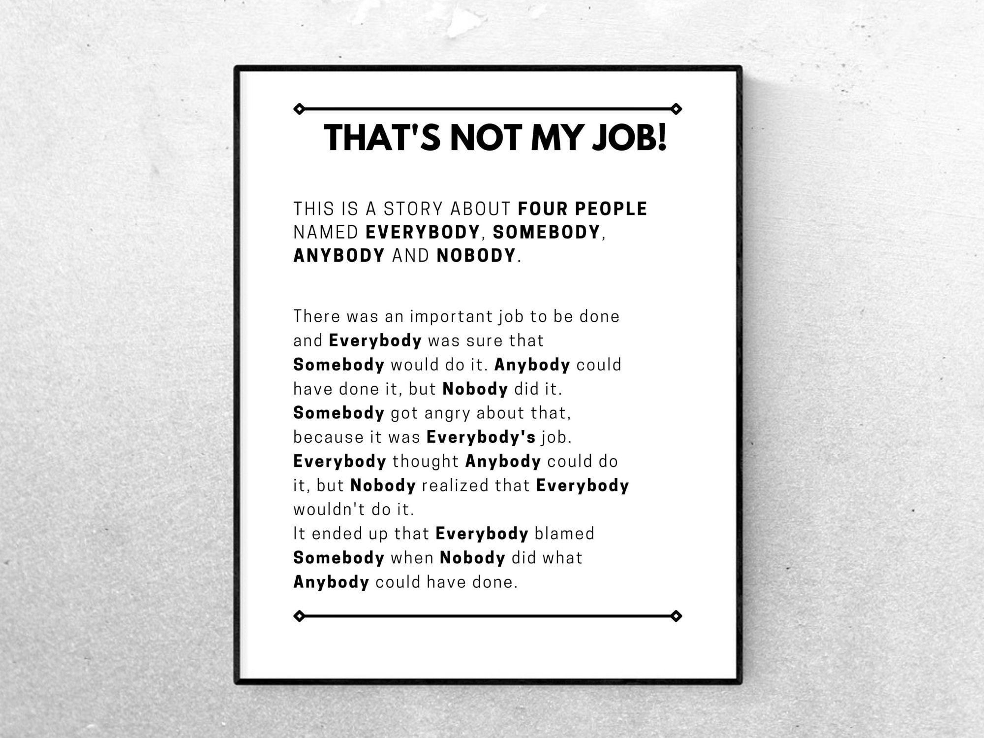 That's not my Job Office Decor Inspirational Wall Story | Etsy