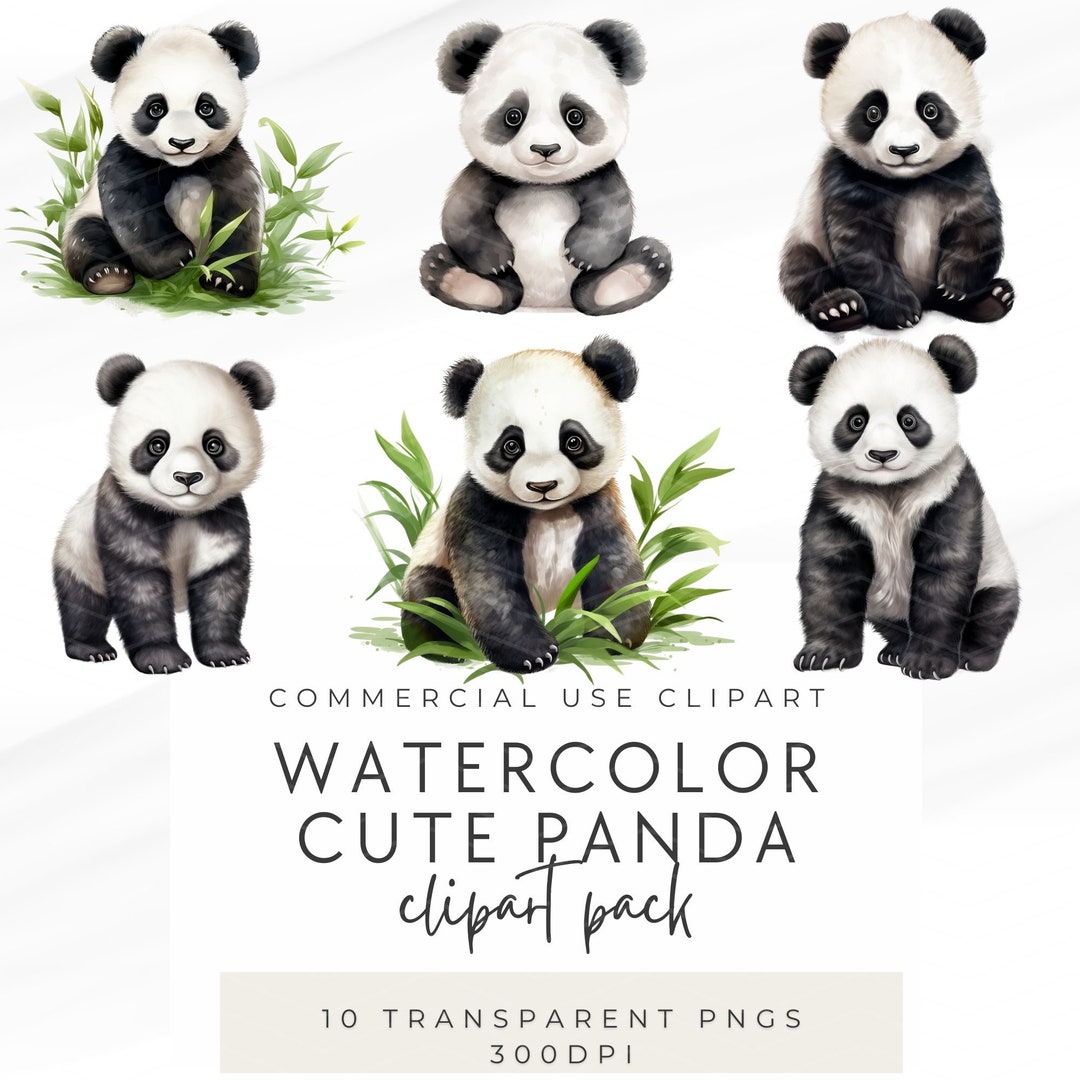 Cute Panda Watercolor Clipart Bundle, Animal Clip Art, Clipart for ...