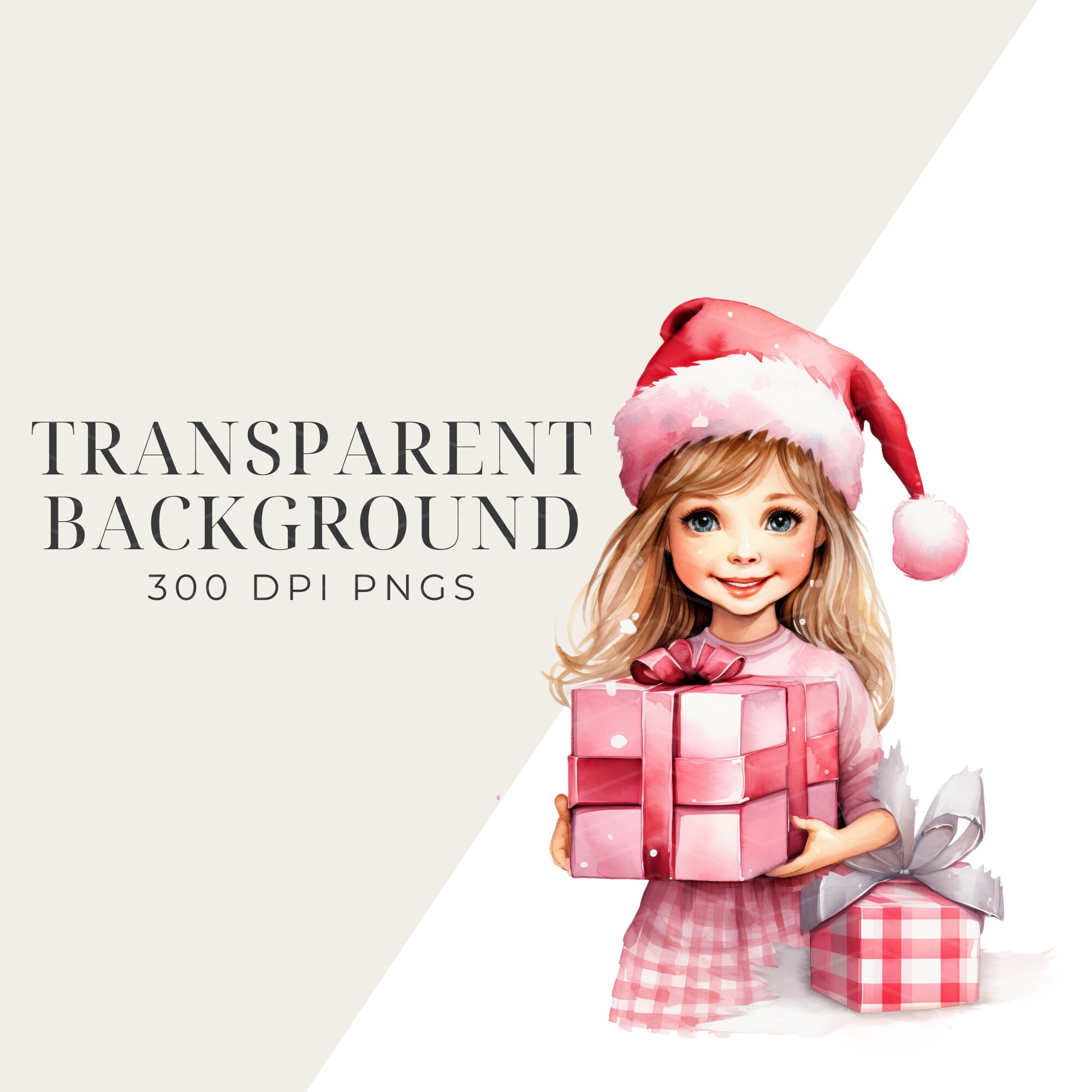 Pink Christmas Watercolor Clipart Bundle, Holiday Season Clip Art ...