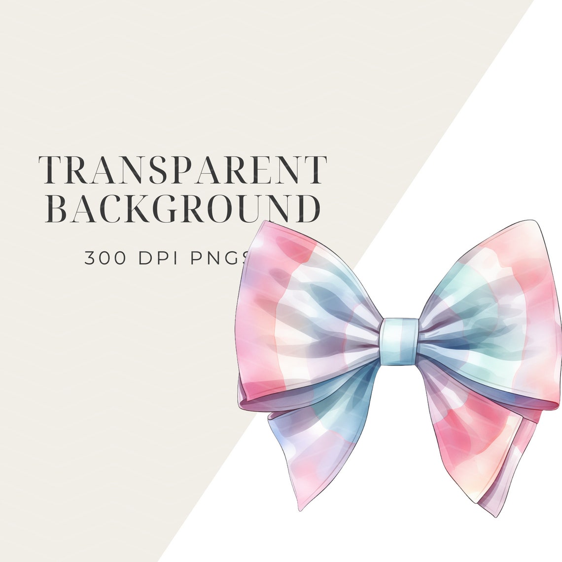 Pastel Bow Watercolor Clipart, Hair Bows Clip Art, Commercial Use ...