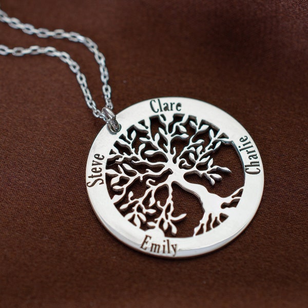 Silver Family Tree Pendant - Etsy