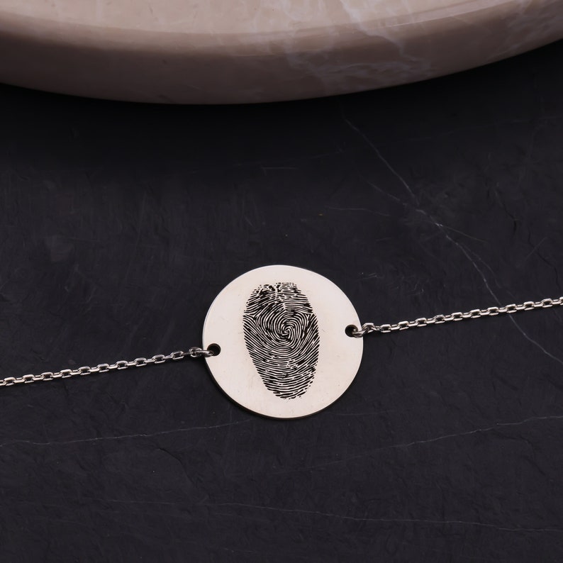 Fingerprint Bracelet Silver Custom Fingerprint Jewelry Dainty Memorial ...