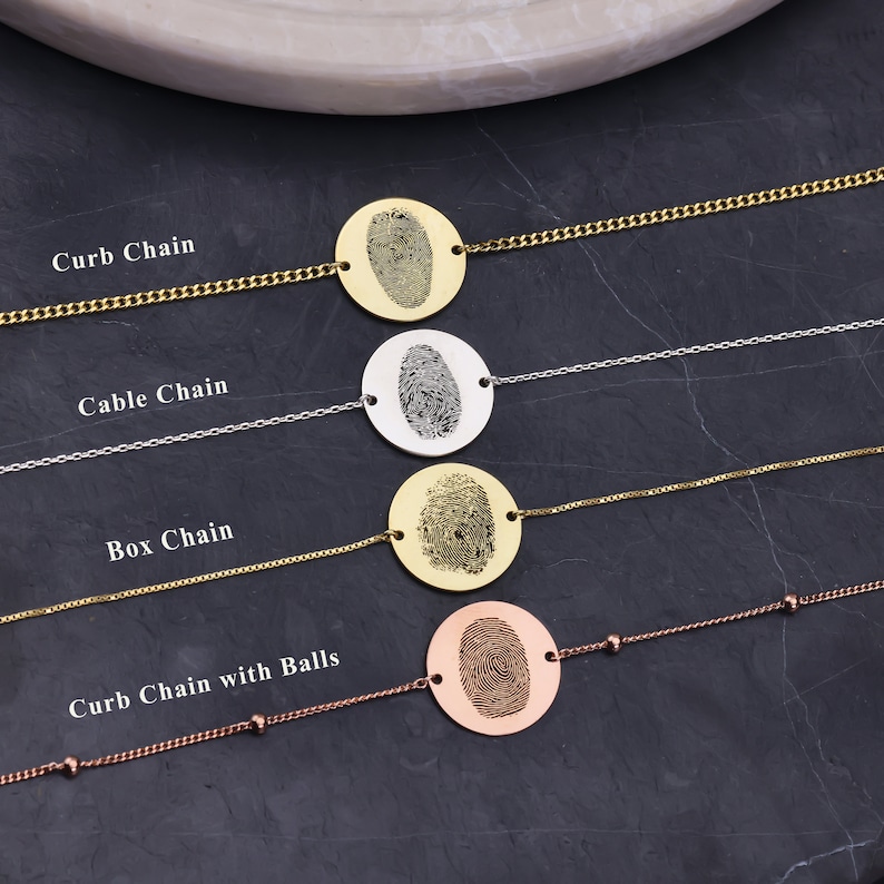 Fingerprint Bracelet Silver Custom Fingerprint Jewelry Dainty Memorial ...
