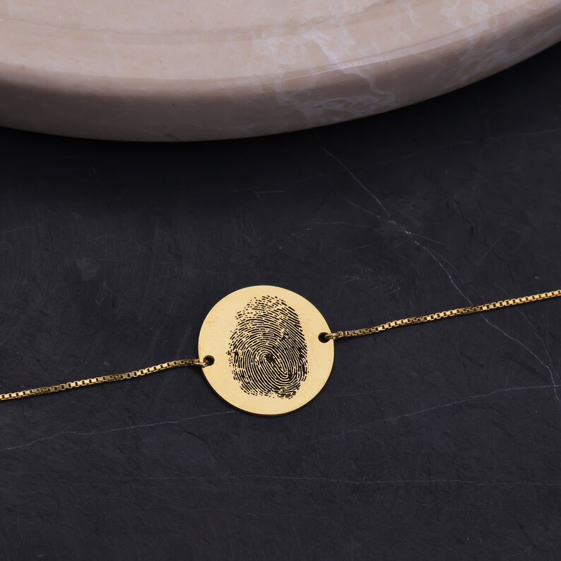 Fingerprint Bracelet Silver Custom Fingerprint Jewelry Dainty Memorial ...