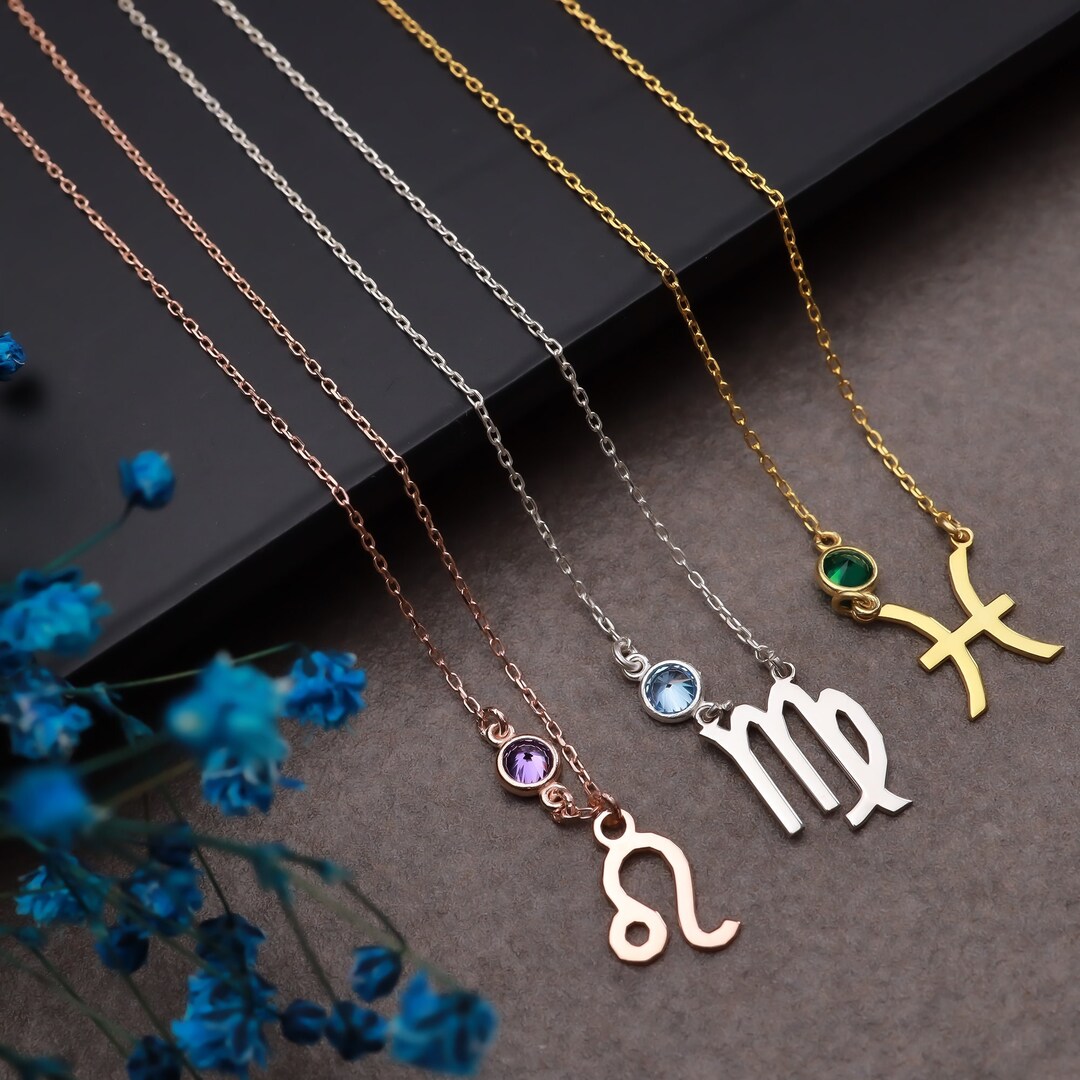Zodiac Sign Necklace, Sterling Silver Zodiac Jewelry, Gift for Her ...