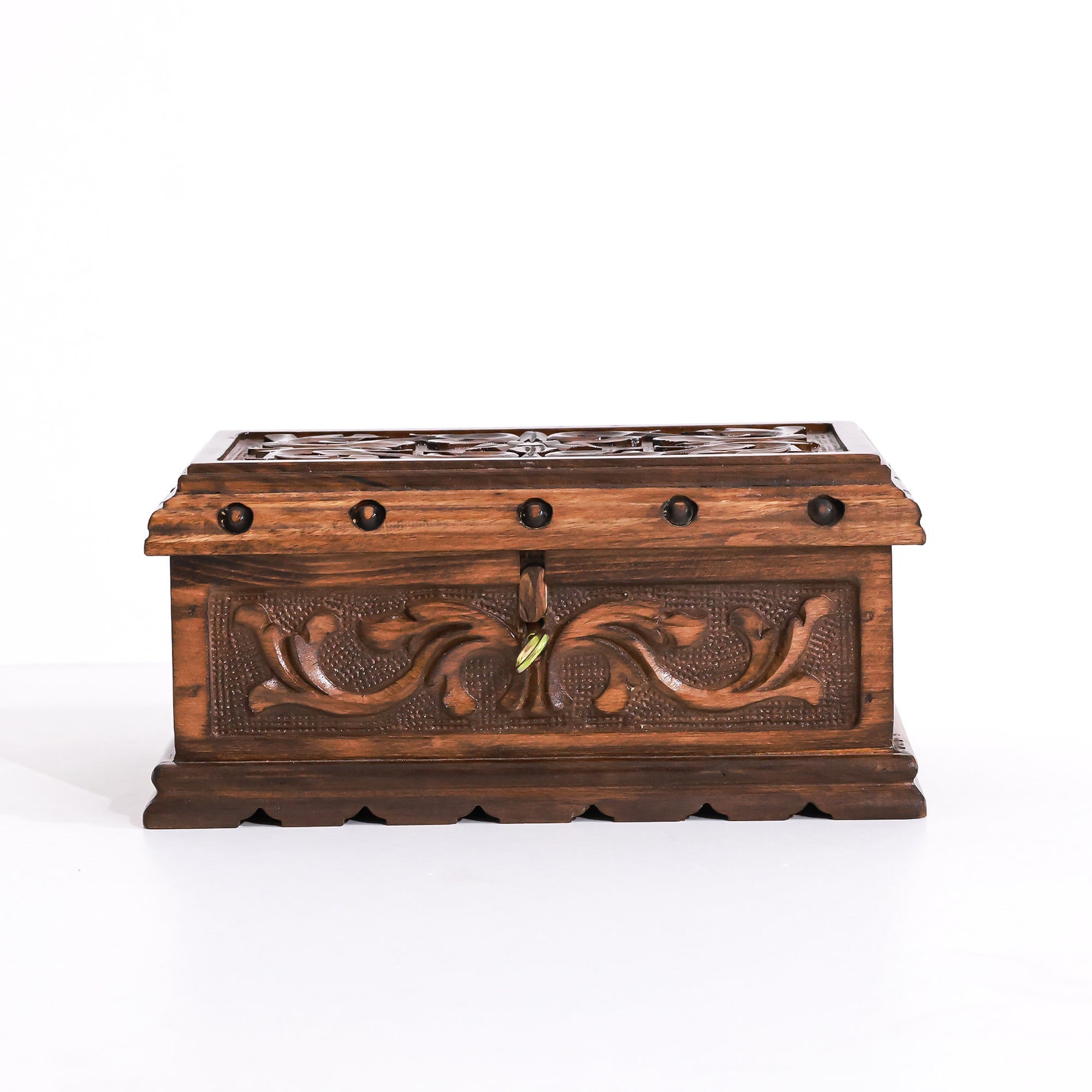 Walnut Puzzle Box With Hidden Key Dainty Lock Box Vintage Wooden Magic ...