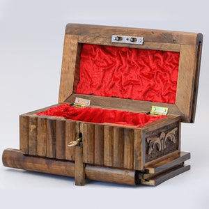 Puzzle Box With Secret Key Wooden Puzzle Box Walnut Custom Secret Lock ...