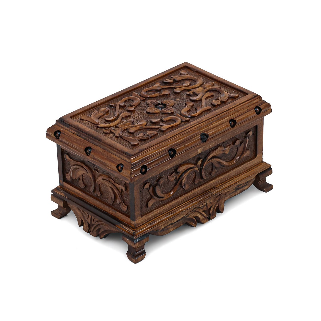 Walnut Puzzle Box With Hidden Key, Secret Lock Box, Vintage Magic Box ...