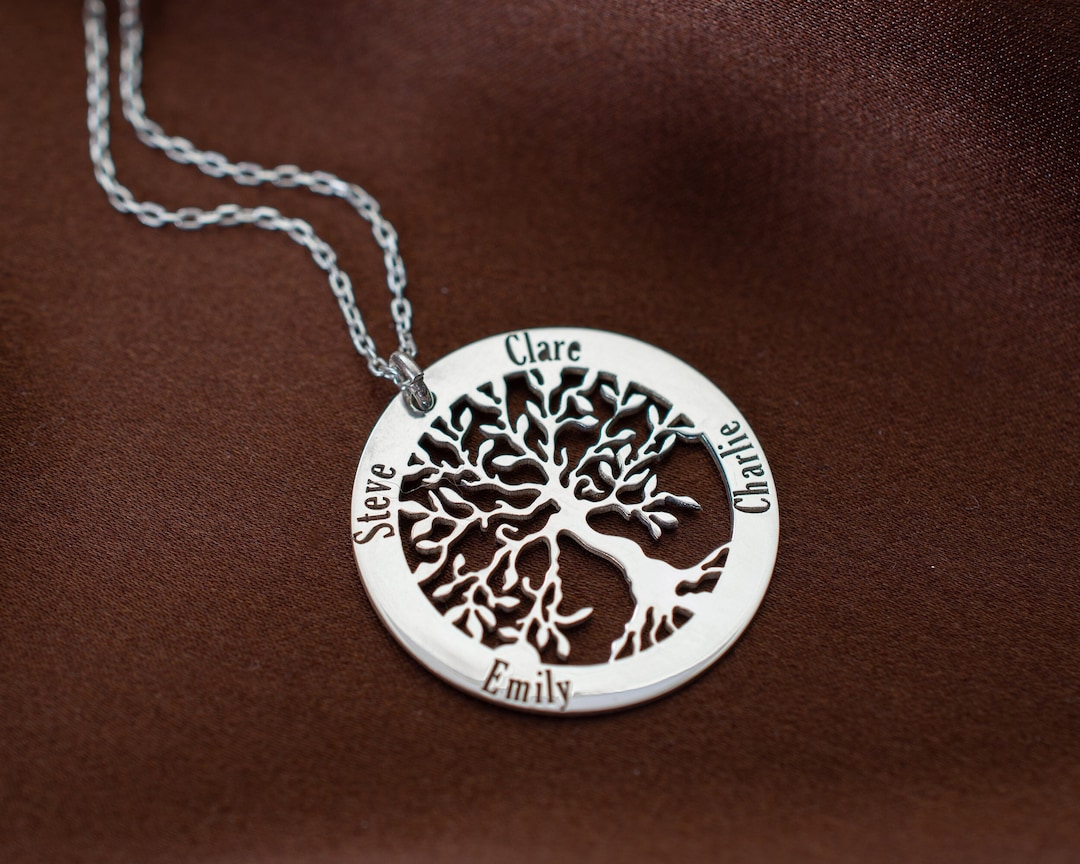 Personalized Tree of Life Necklace Sterling Silver Family Tree Pendant ...
