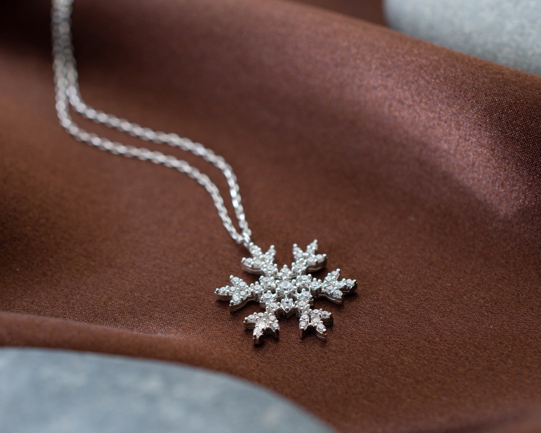 Snowflake Necklace Sterling Silver Snowflake Pendant Dainty Silver ...