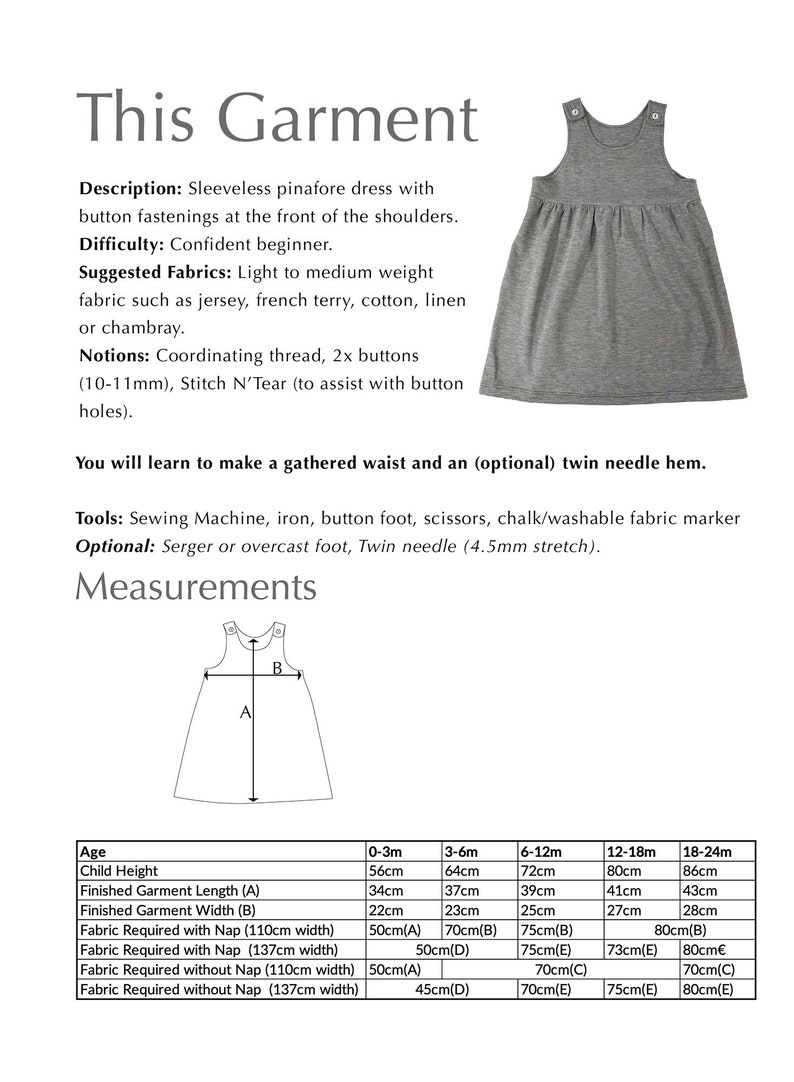 Pinafore Dress 0-24M PDF / Baby / Toddler / Girls / Printable PDF ...