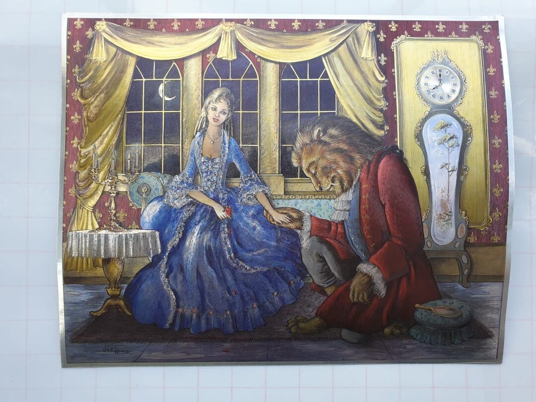 Beauty and the Beast, by Jean and Ron Henry: 90s Vintage Dufex Print - Etsy