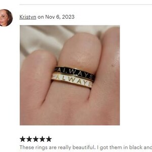 ALWAYS Enamel Band Ring 925 Personalized Enamel Ring 4mm Wide Black ...