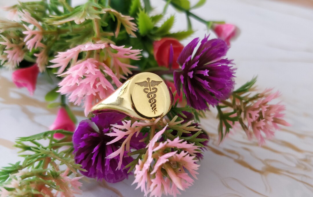 Caduceus Ring Medical Ring Doctors Ring Gold Signet Ring - Etsy