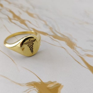 Caduceus Ring Medical Ring Doctors Ring Gold Signet Ring - Etsy