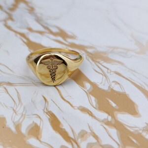 Caduceus Ring Medical Ring Doctors Ring Gold Signet Ring - Etsy