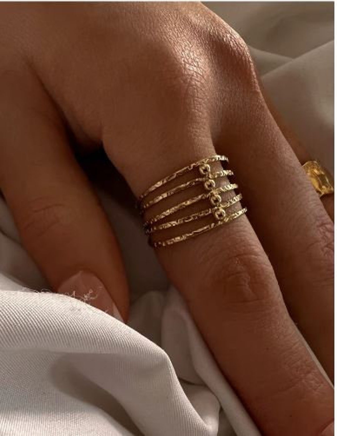 925 Sterling Silver Five Layer Ring Multi Row Ring Swirls Vintage Style ...