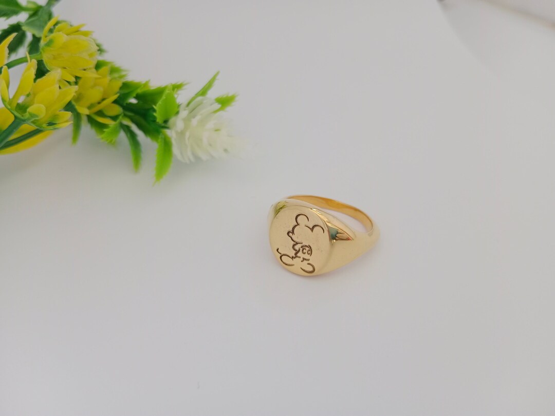 Mickey Mouse Signet Ring Personalized Ring Mickey Mouse Gift for Her ...