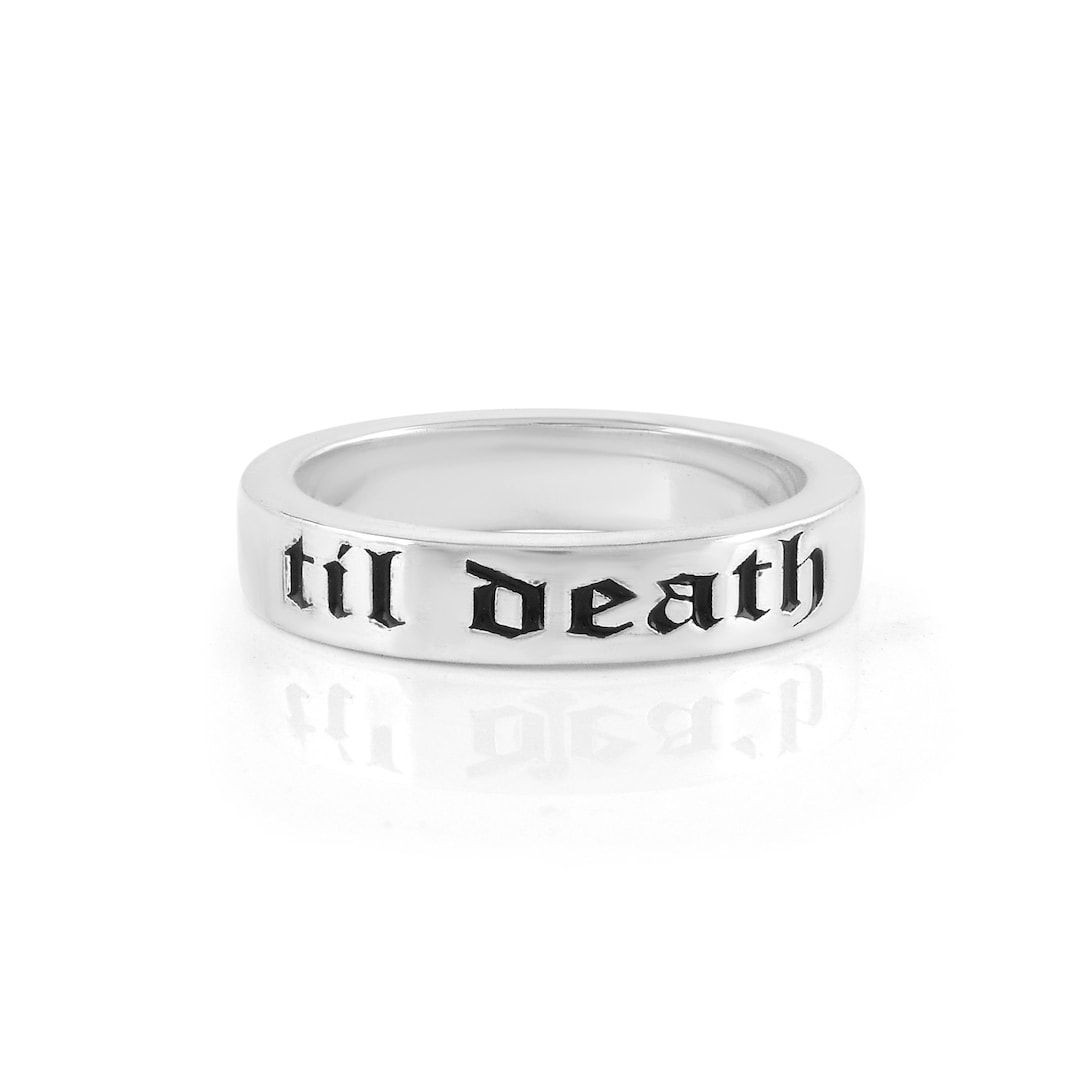 6mm Wide Engrave Til Death Ring Til Death Band Ring Personalized Black Enamel Engraving Ring ...