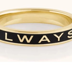 ALWAYS Enamel Band Ring 925 Personalized Enamel Ring 4mm Wide Black ...