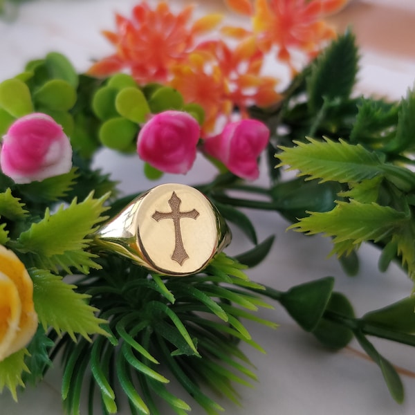 Cross Signet Ring - Etsy