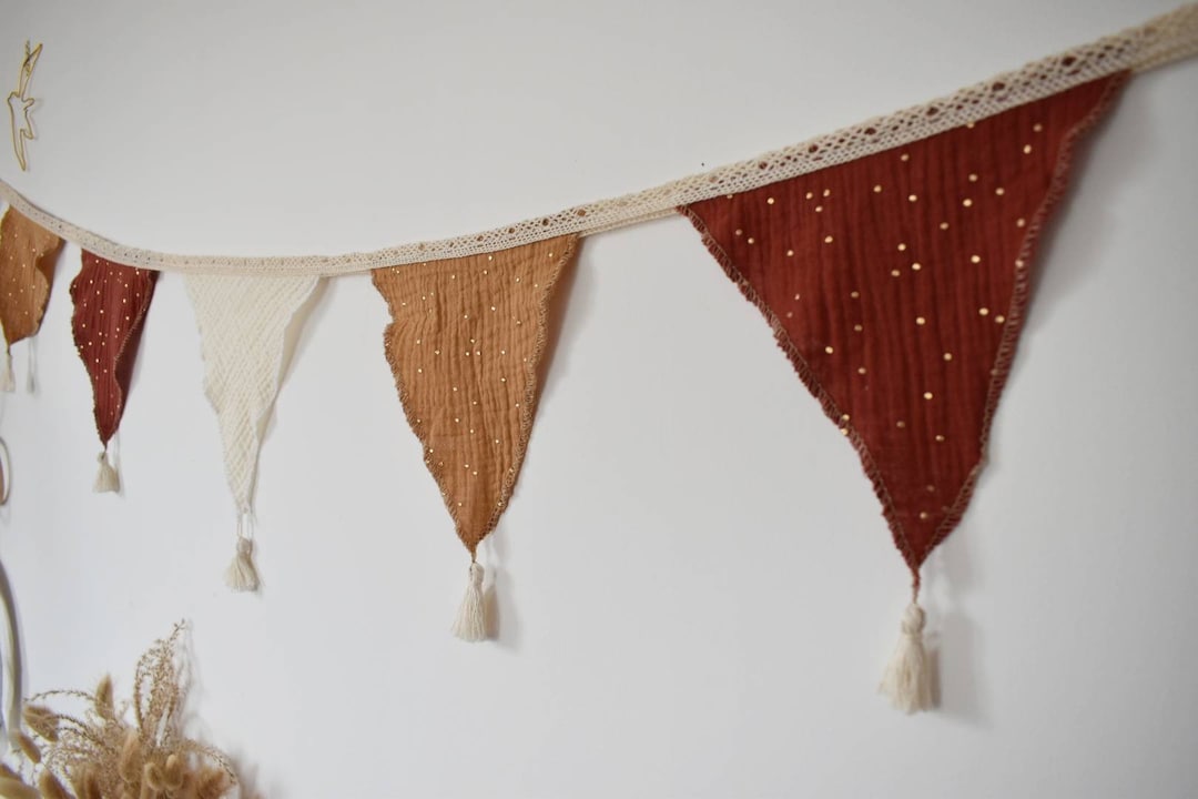 Guirlande fanion terracotta Camel écru chambre bébé enfant tissu en ...