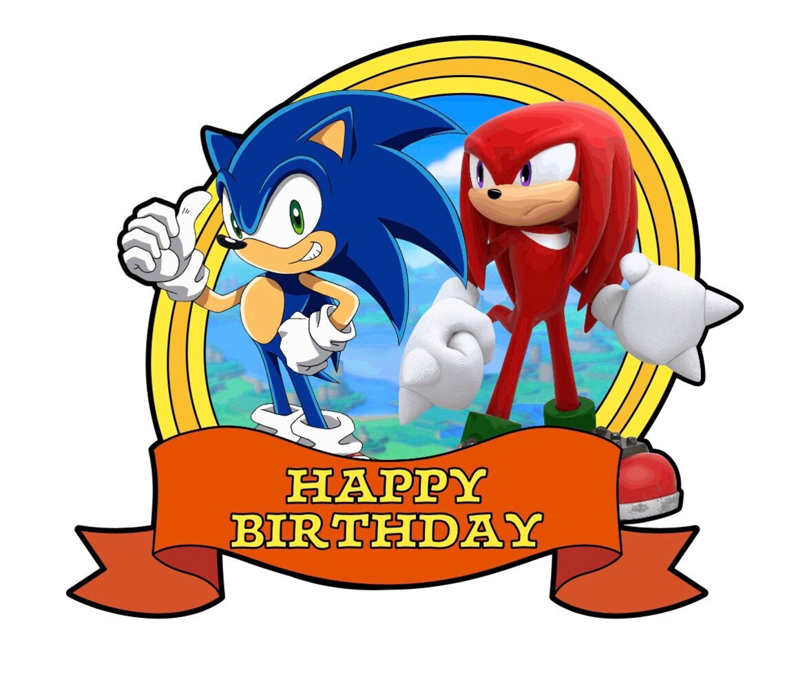 Sonic and Knuckles the Hedge Hog Inspired Cake Topper With Birthday ...