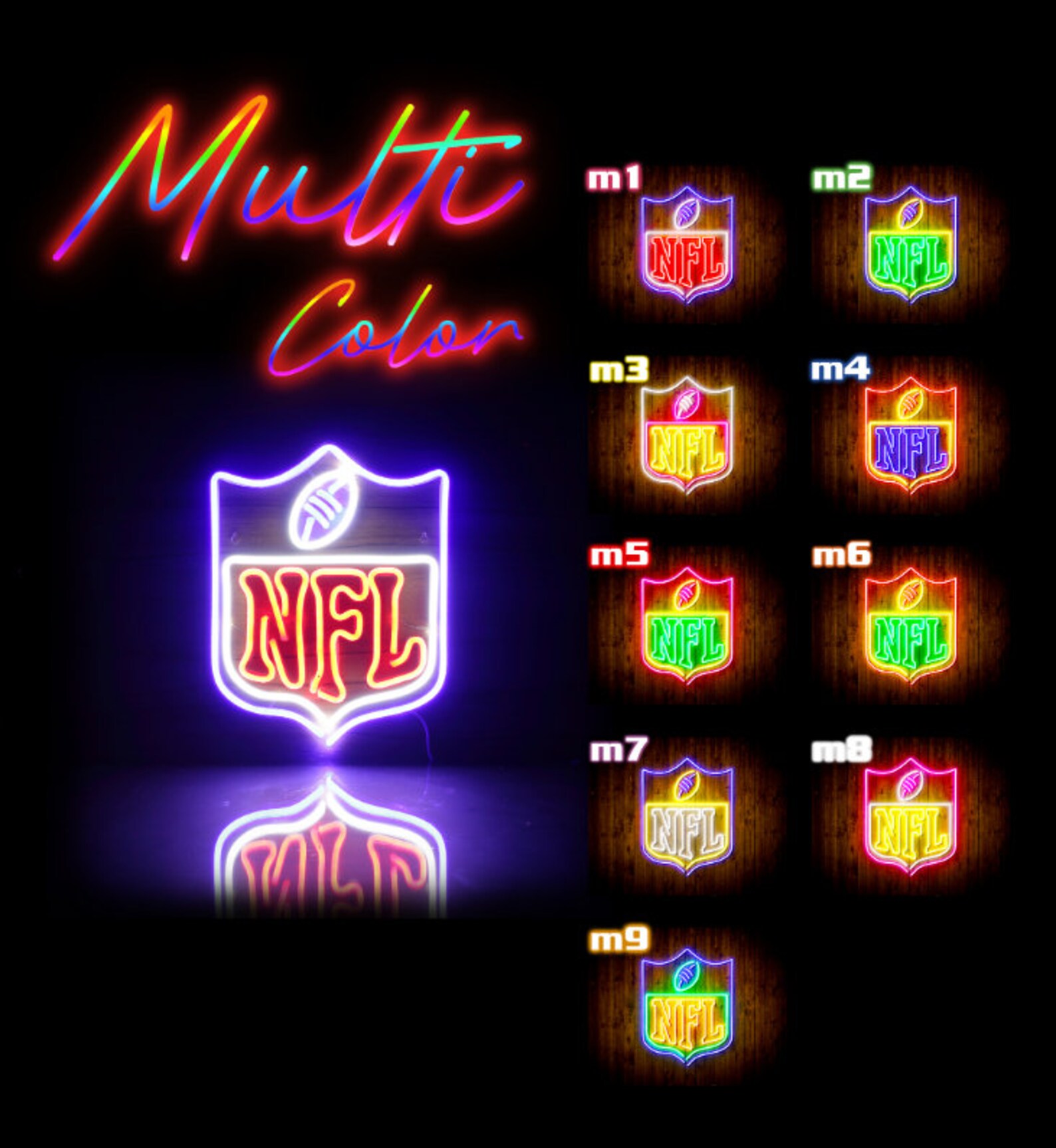 NFL Logo Shield Handmade LED Neon Sign Three Colors Man | Etsy