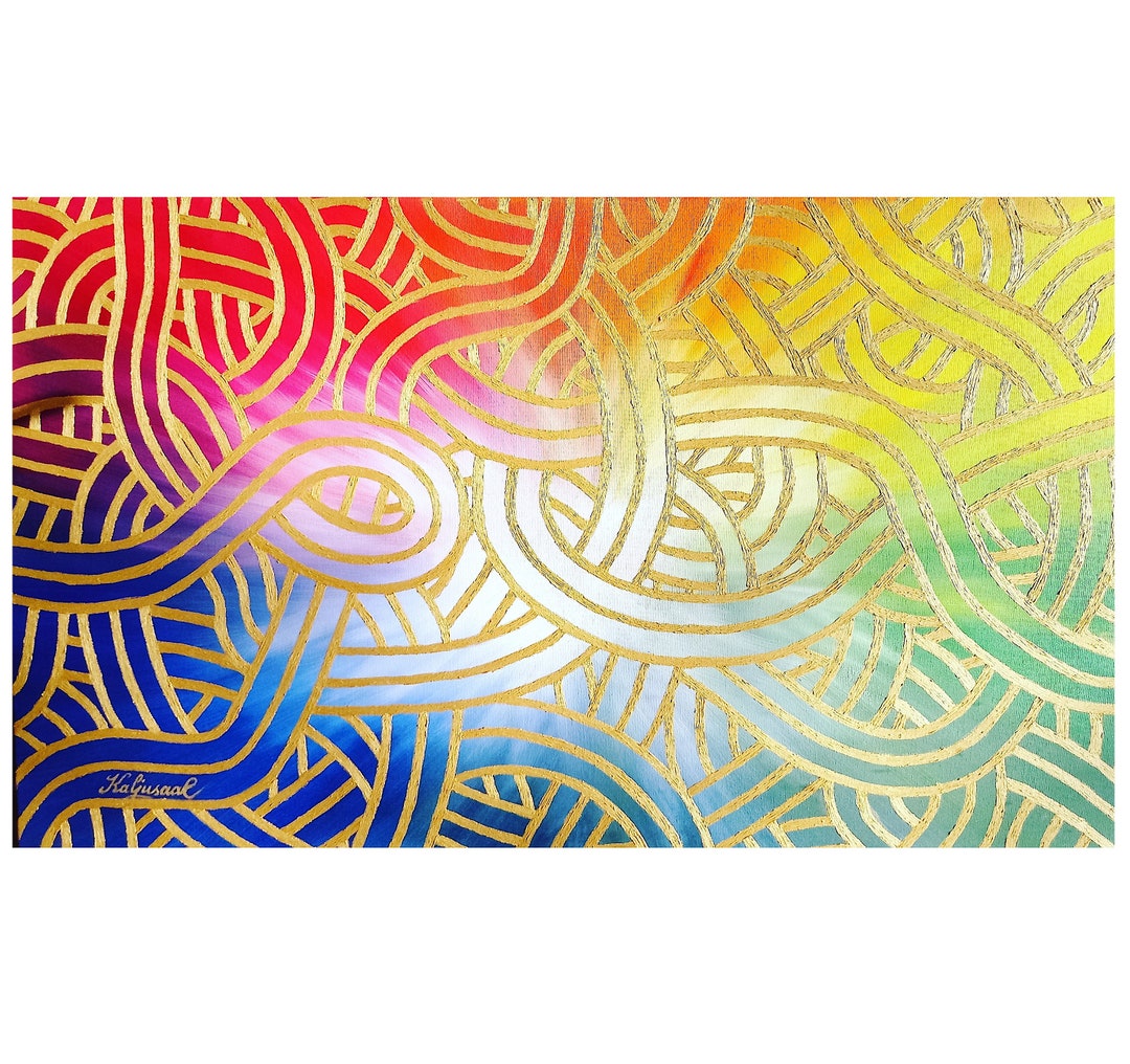 Golden Strings on Unified Colours Oilpainting With Textured - Etsy