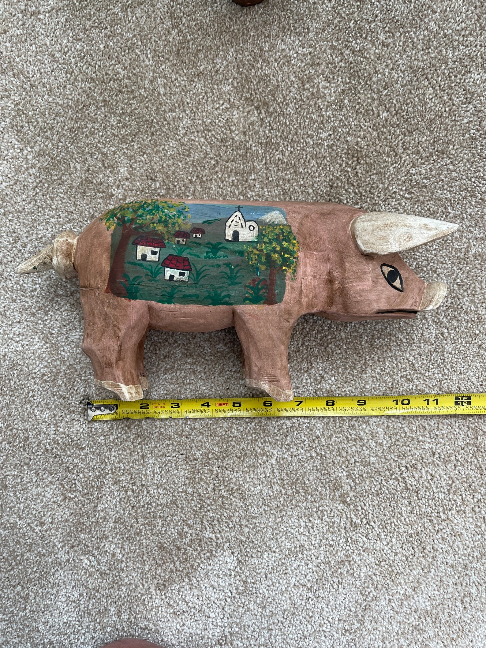 Unique Mexican Hand Painted WOODEN PIG. Awesome Wooden Pig. | Etsy