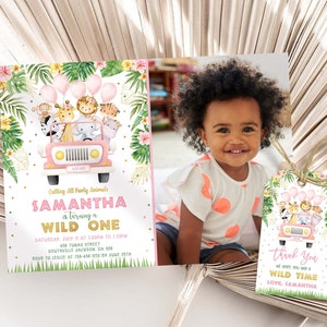 EDITABLE Safari Birthday Invitation Wild One 1st Birthday - Etsy