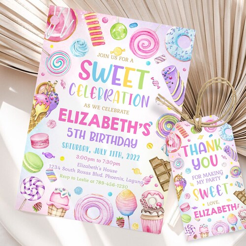 Editable Sweets Candy Birthday Party Invitation Candyland - Etsy