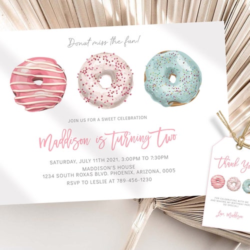 Donut Birthday Invitation Donut Birthday Invite Donut Party - Etsy