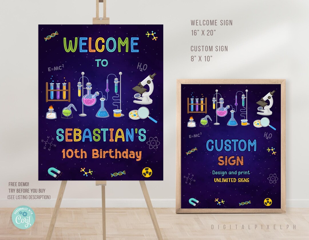 Editable Mad Science Experiment Welcome Sign Template, Mad Science ...