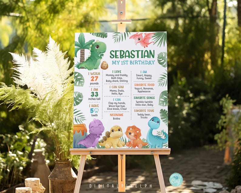 Editable Dinosaur Birthday Milestone Poster Template (digital) - Etsy